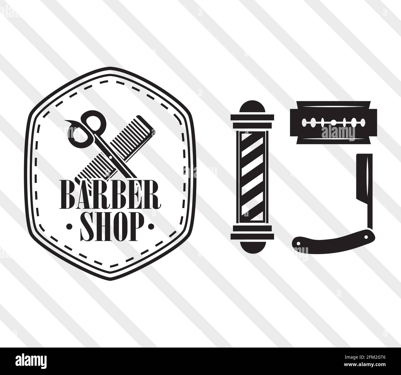 barber shop pole razor set Stock Vector Image & Art - Alamy