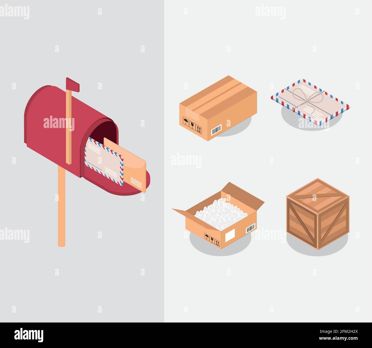set of postal parcels postbox envelopes Stock Vector Image & Art - Alamy