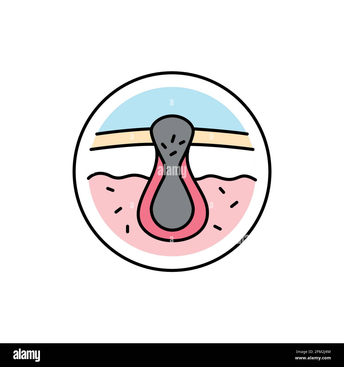 Blackhead Color Line Icon Dermatology Disease Isolated Vector Element