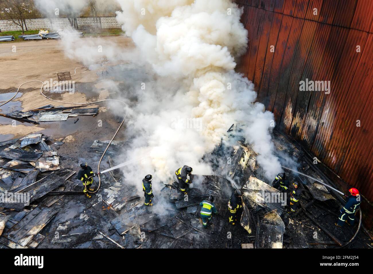 Aerial view burning garbage pile hi-res stock photography and images ...