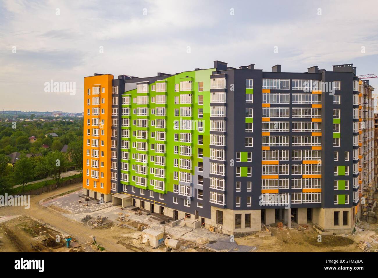 Aerial view of city residential area with high apartment buildings ...