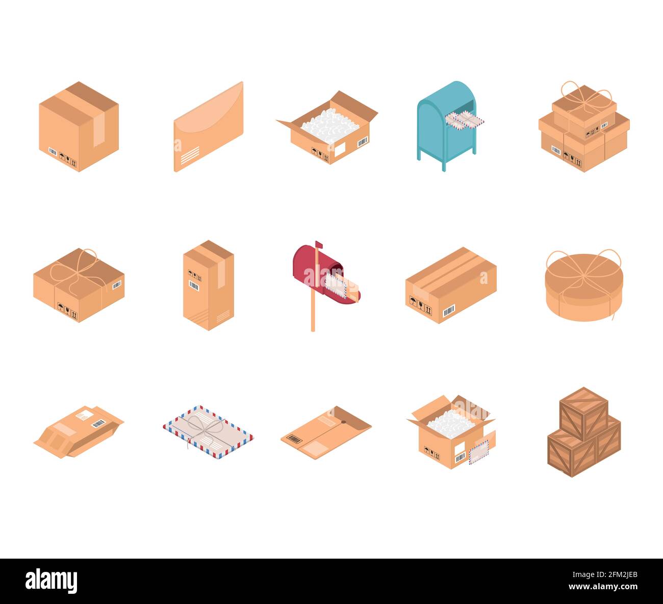 parcel packaging box icons set Stock Vector Image & Art - Alamy