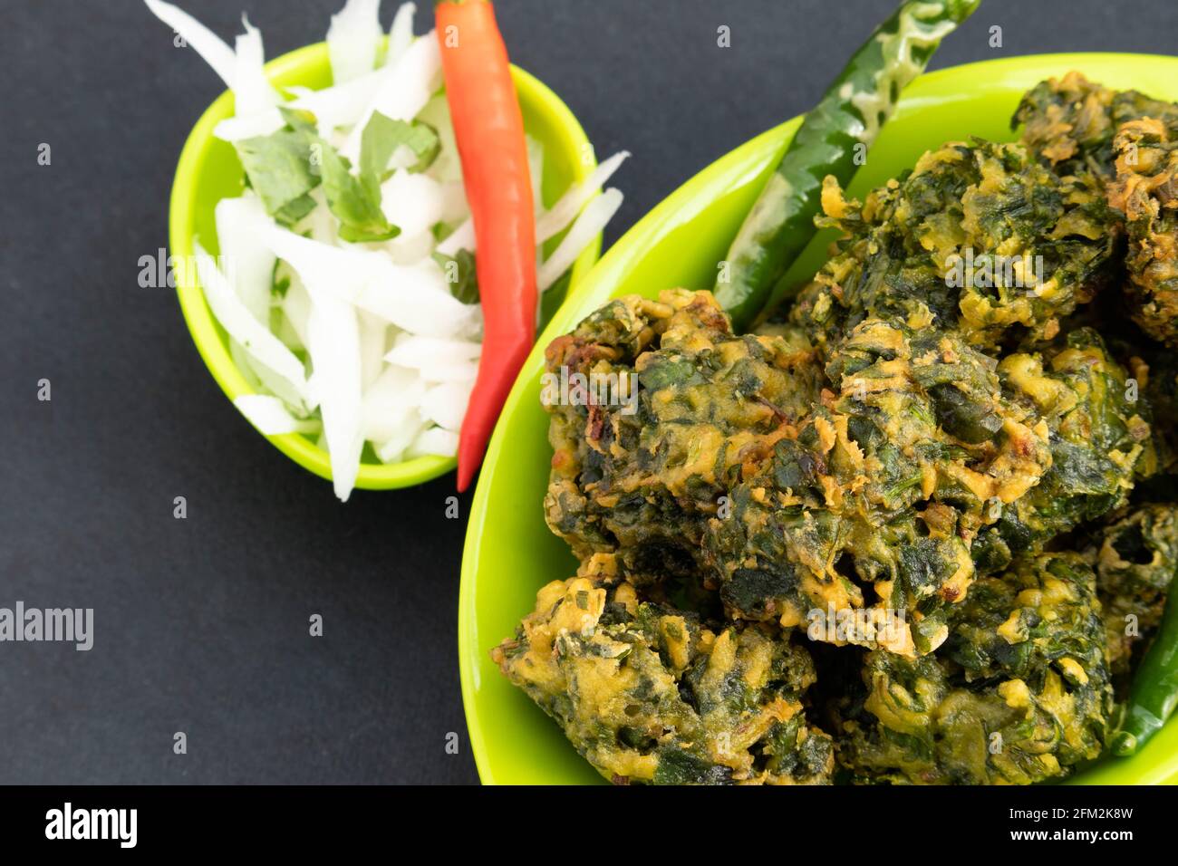 Exotic Indian Chaat Snacks Palak Pakoda Bhajji Chat Or Paalak Pakora ...