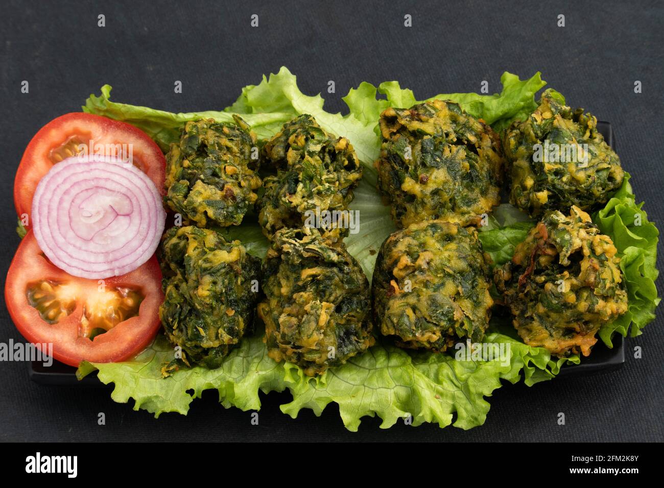 Favorite Indian Chaat Snacks Palak Pakoda Bhajji Chat Or Paalak Pakora ...