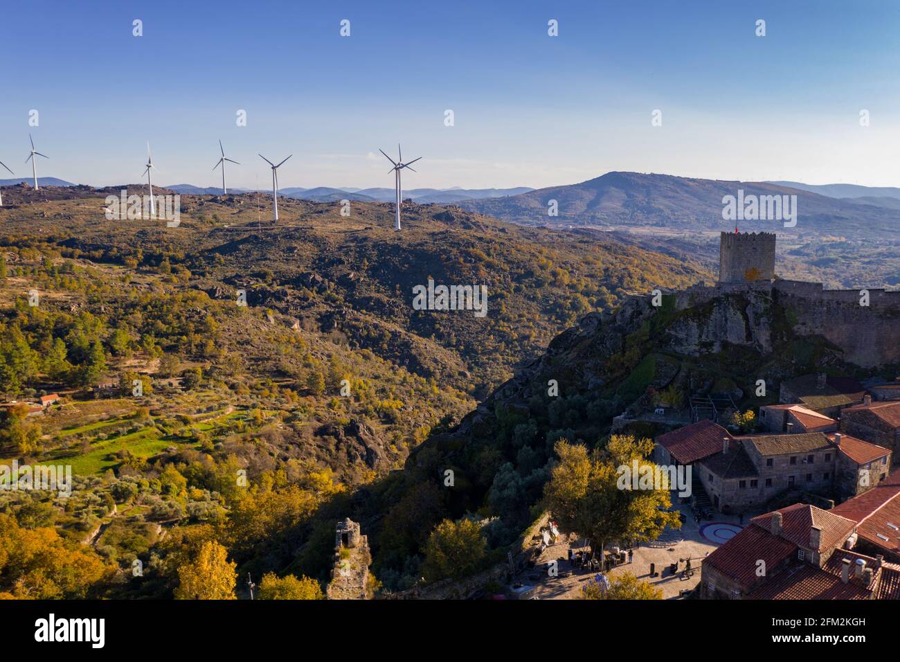 Drone aerial panorama of historic village of Sortelha with castle and ...