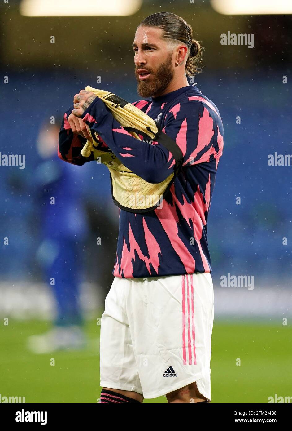 Real Madrid's Sergio Ramos warming up before the UEFA Champions League ...