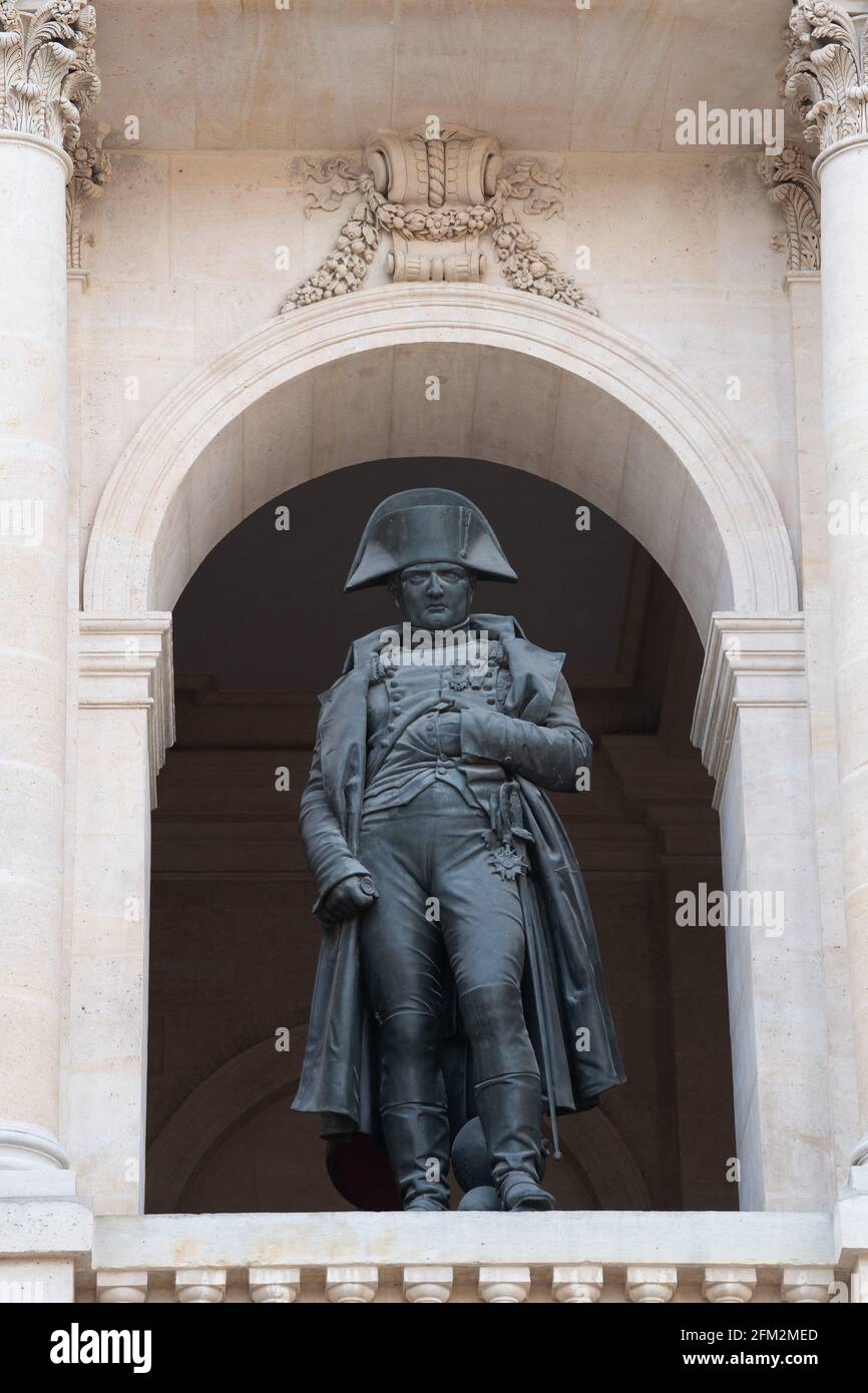 A statue of Emperor Napoleon at hotel des Invalides for the celebrate ...