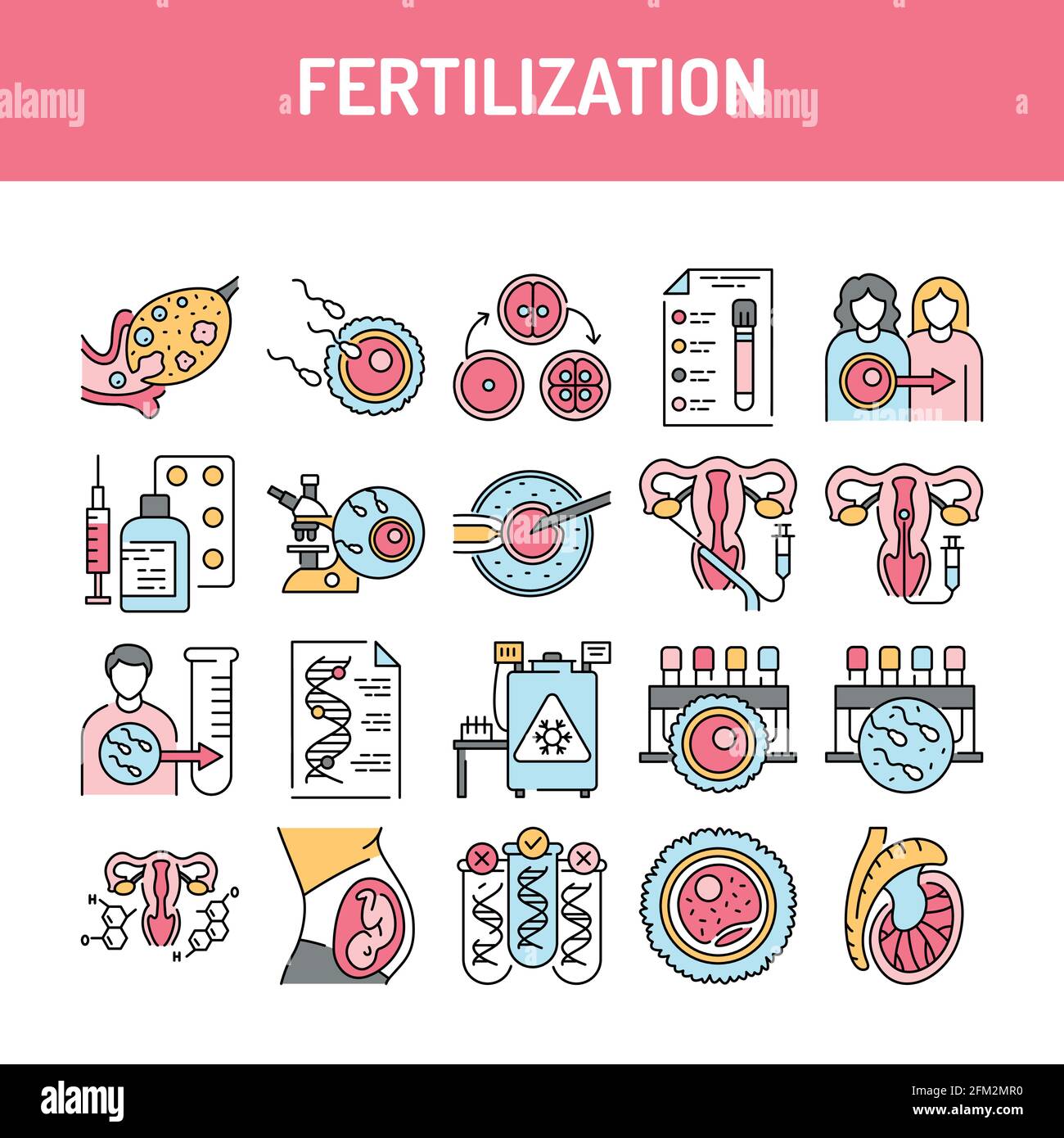 Fertilization color line icons set. Pictogram for web page, mobile app ...