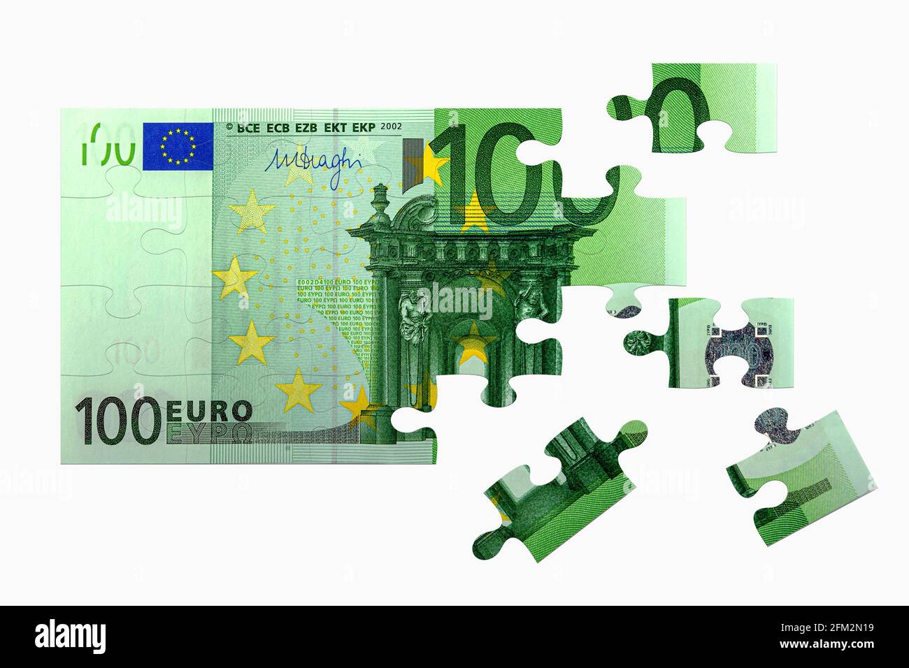 hundred euro banknote jigsaw puzzle isolated on white background Stock ...