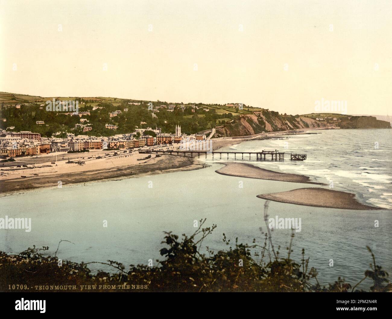 Teignmouth sea front seen from The Ness, Devon circa 1890-1900 Stock ...