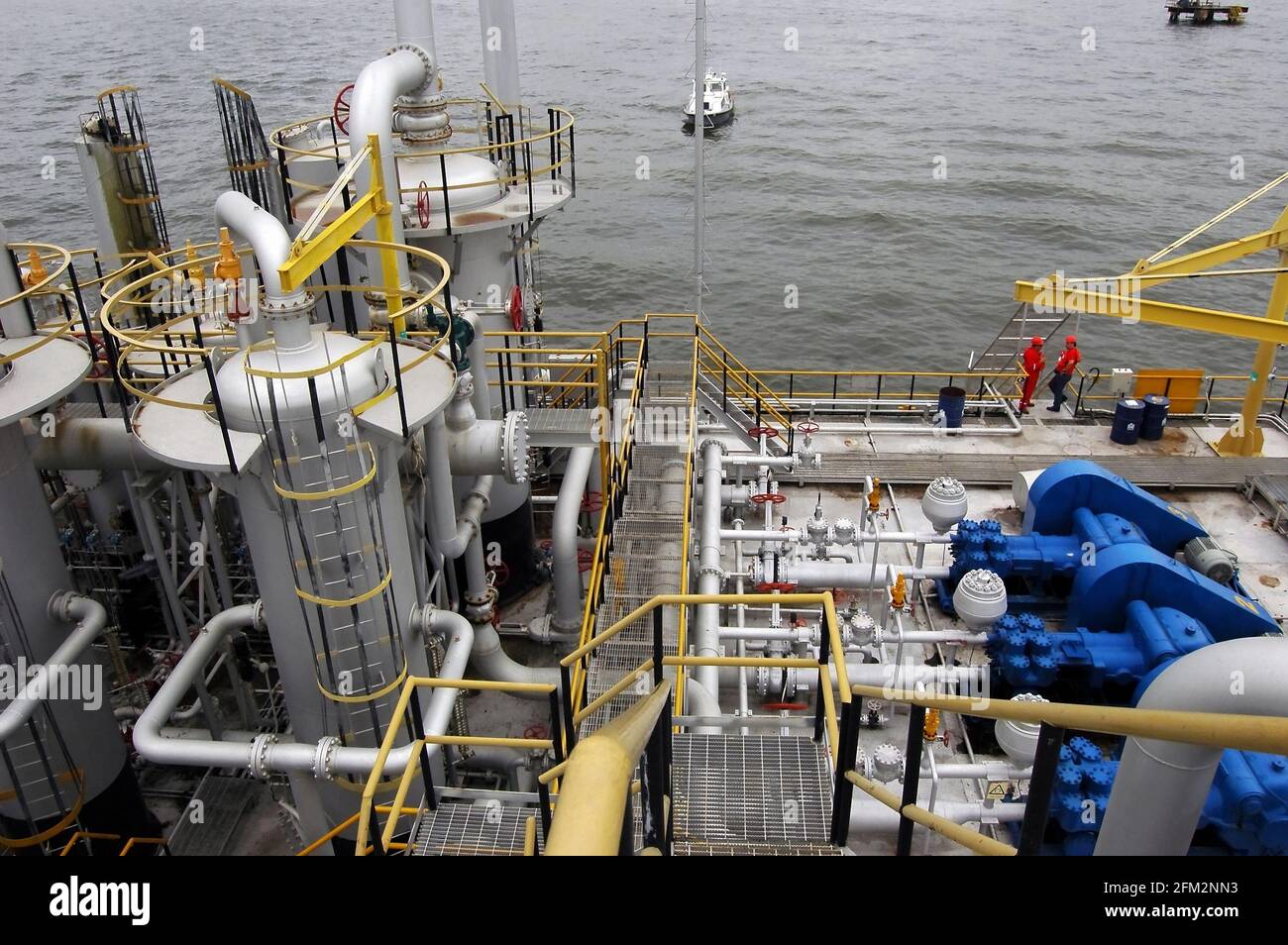 Maracaibo Lake, Venezuela. 27-04-2007 Oil workers are seen in a Rig ...