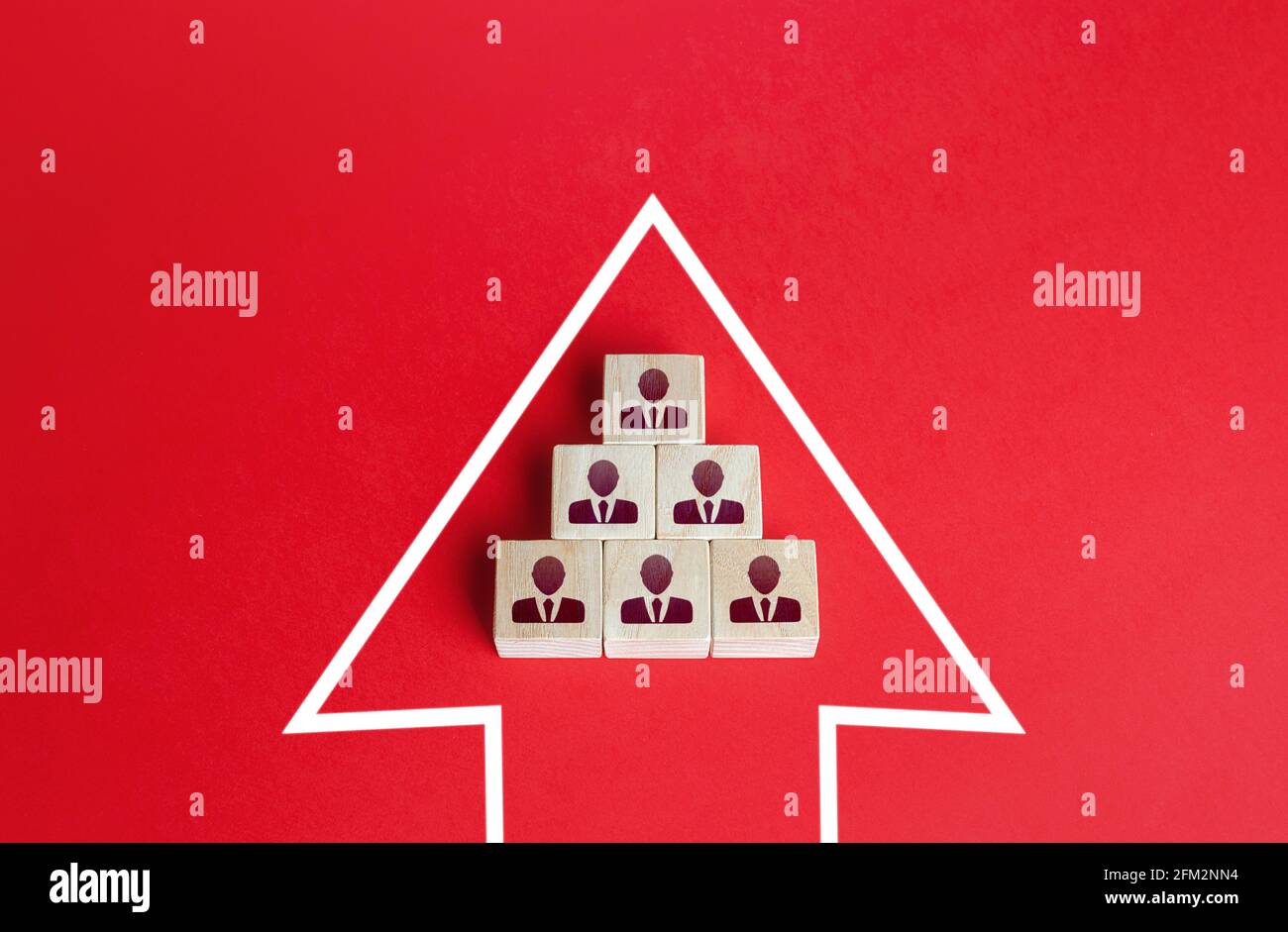 Business team group of people made of blocks in direction arrow ...