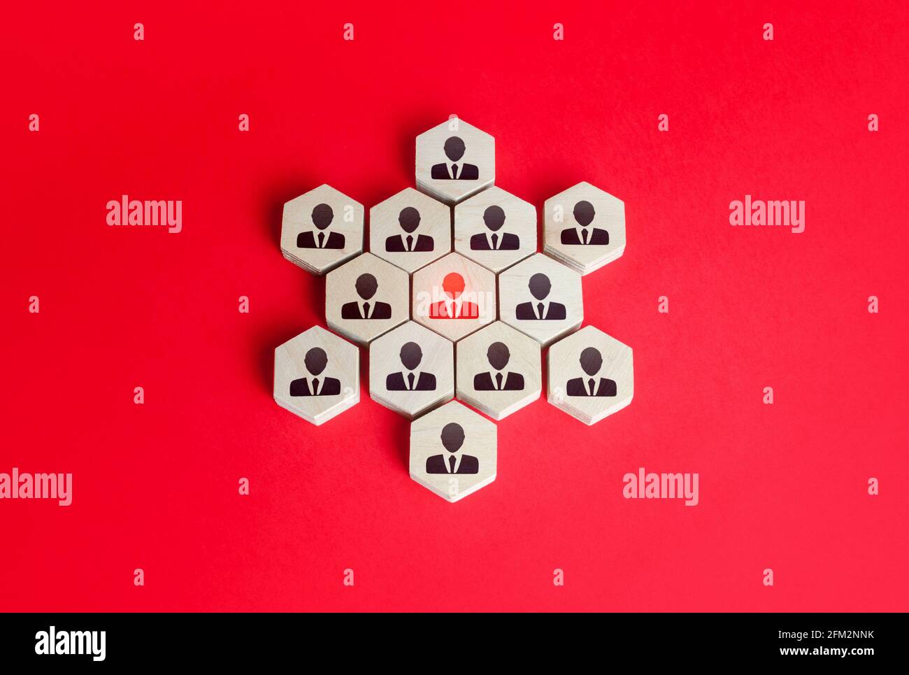 People form a figure around the leader. Unity. Building a business team ...