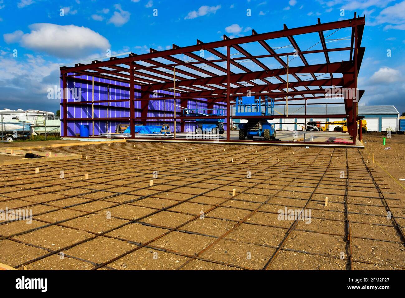 Steel framework of new commercial building under construction Stock ...