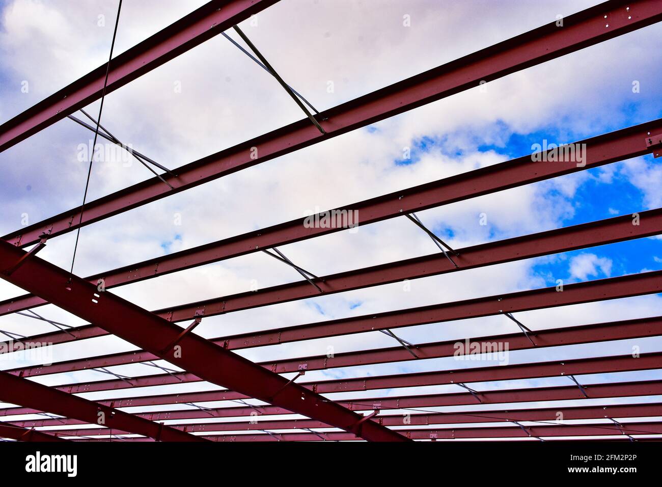 Steel framework of new commercial building under construction Stock ...