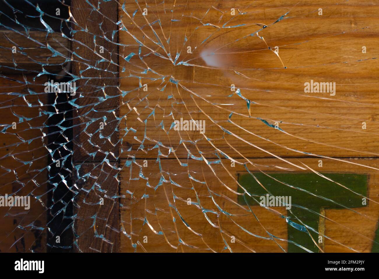 Broken, shop window, safety glass, laminated, shatter proof, smash and ...