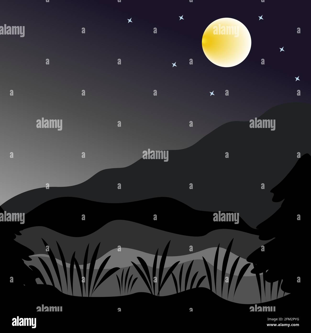 Dark forest night fog Stock Vector Images - Alamy