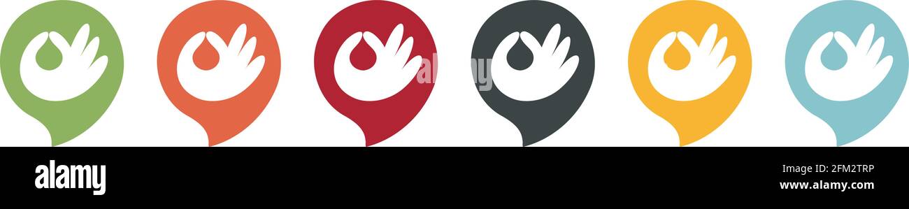 Coloured pin shaped icons of hand signs to say OK Stock Vector Image ...