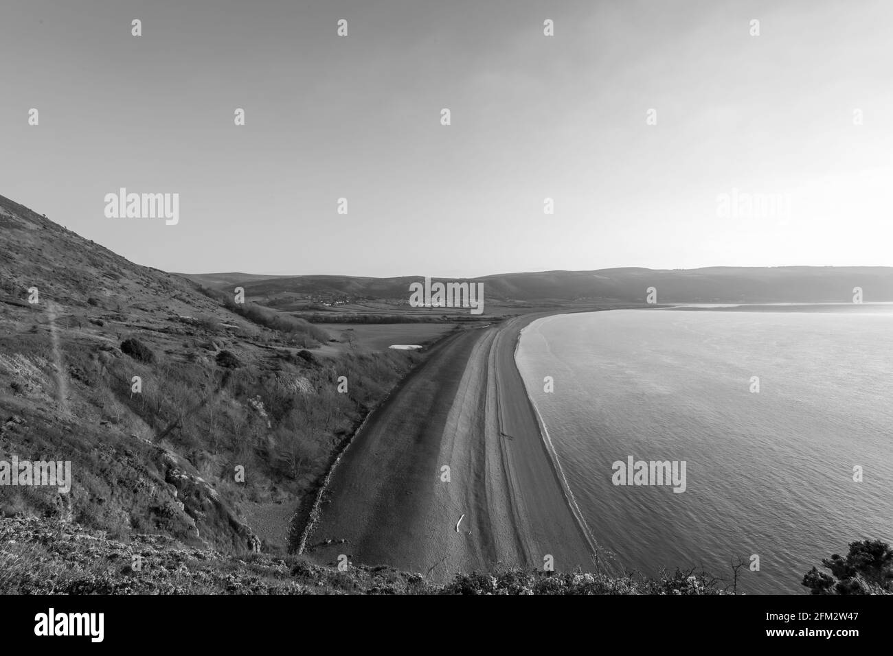 View from Hurlstone point of Bossington beach in Somerset Stock Photo ...