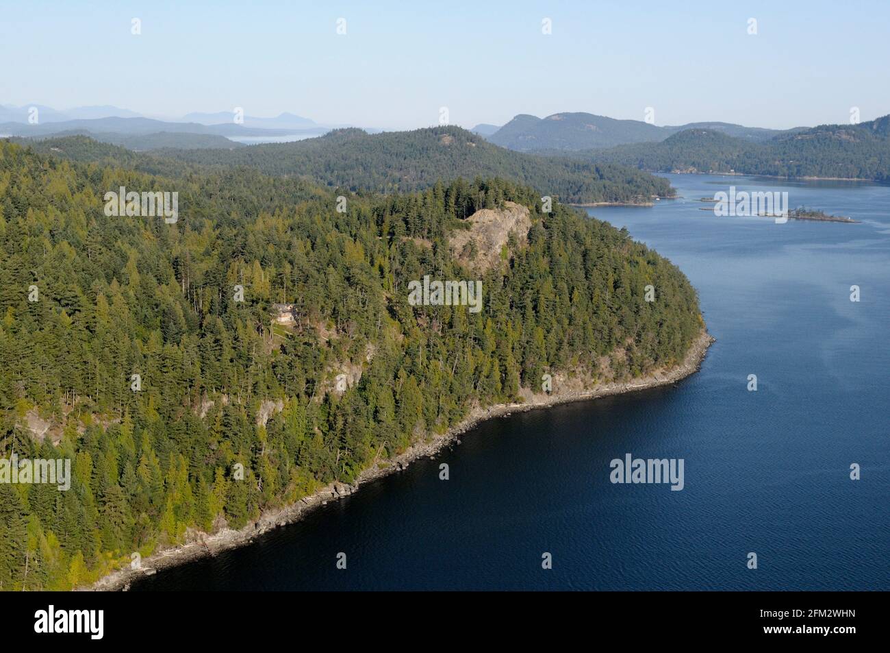 Mt Menzies and Plumper Sound, North Pender Island, BC. Aerial ...