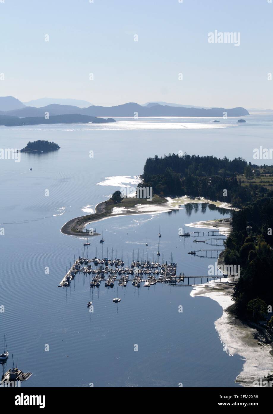 Aerial photograph of the Saltspring Island Sailing Club's marina, Salt ...