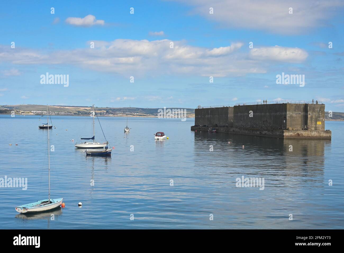 Mulberry Harbour in Portland Harbour Stock Photo - Alamy