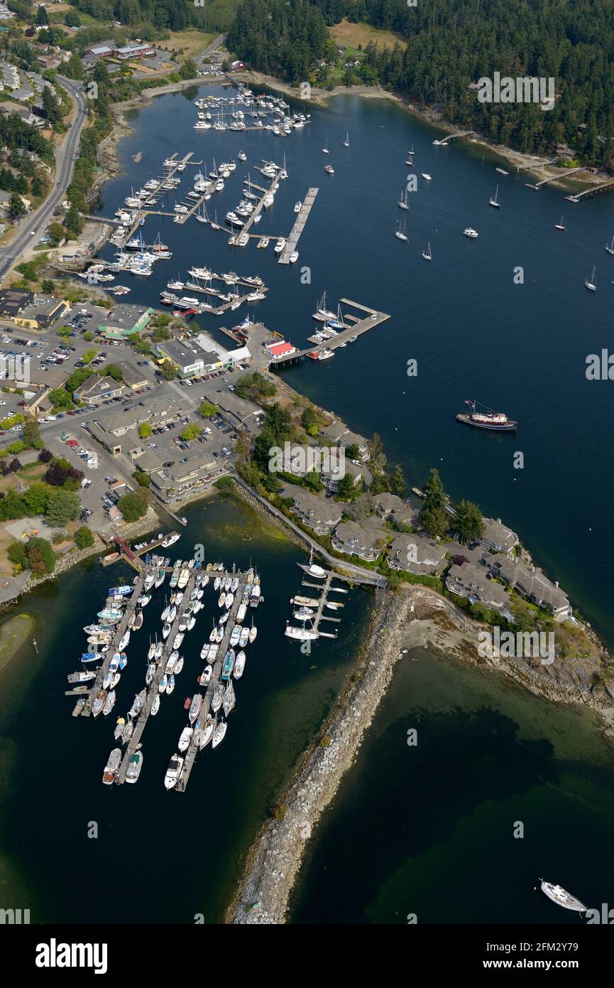 Aerial photo of Grace Point and the marinas in Ganges, Salt Spring ...