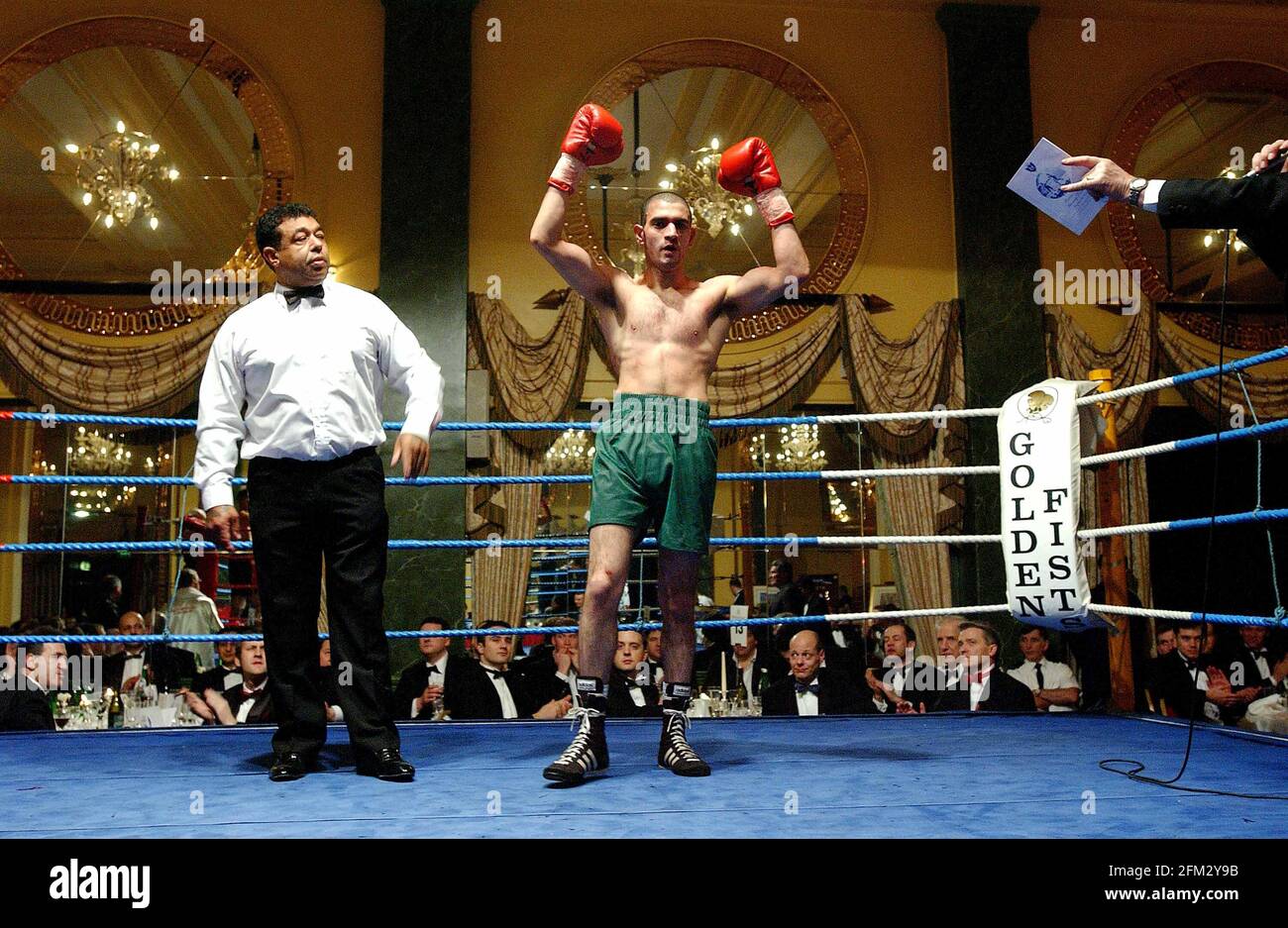Boxing at the Cafe Royal. Haroon Din wins his fight.1 February 2002 ...