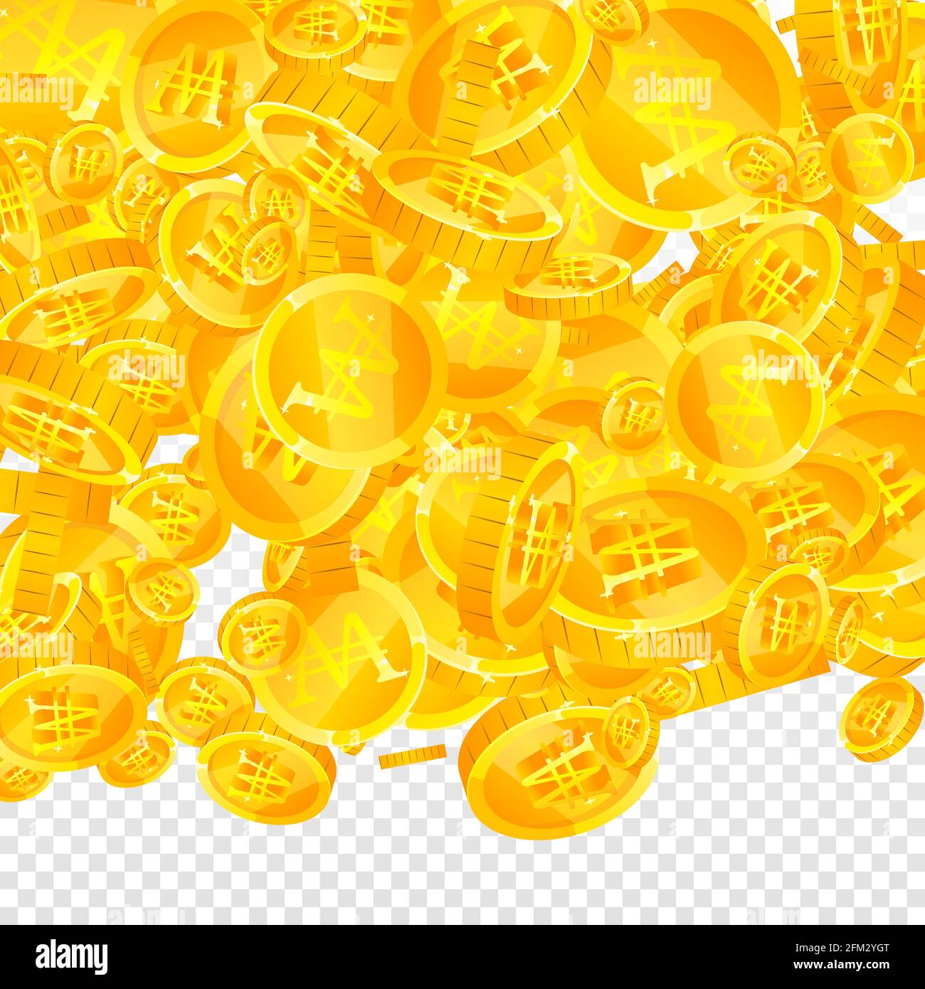 Korean won coins falling. Excellent scattered WON coins. Korea money ...