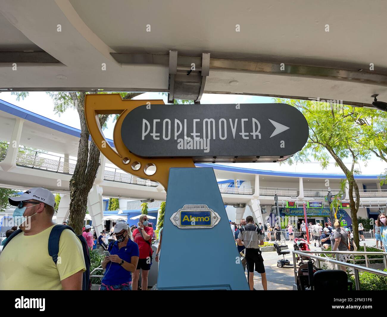 Orlando, FL USA - May 2, 2021 - People waiting in line to ride the ...