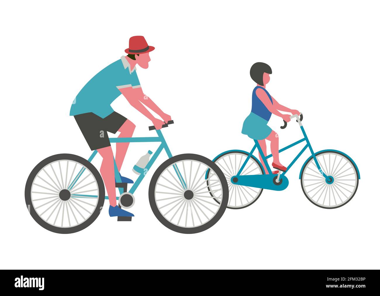 Father child on bicycle Stock Vector Images - Alamy