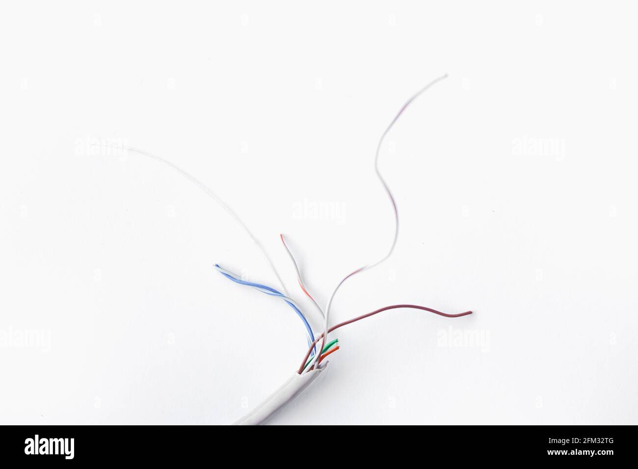 Ethernet cable for a local network. Twisted-pair isolated on white ...