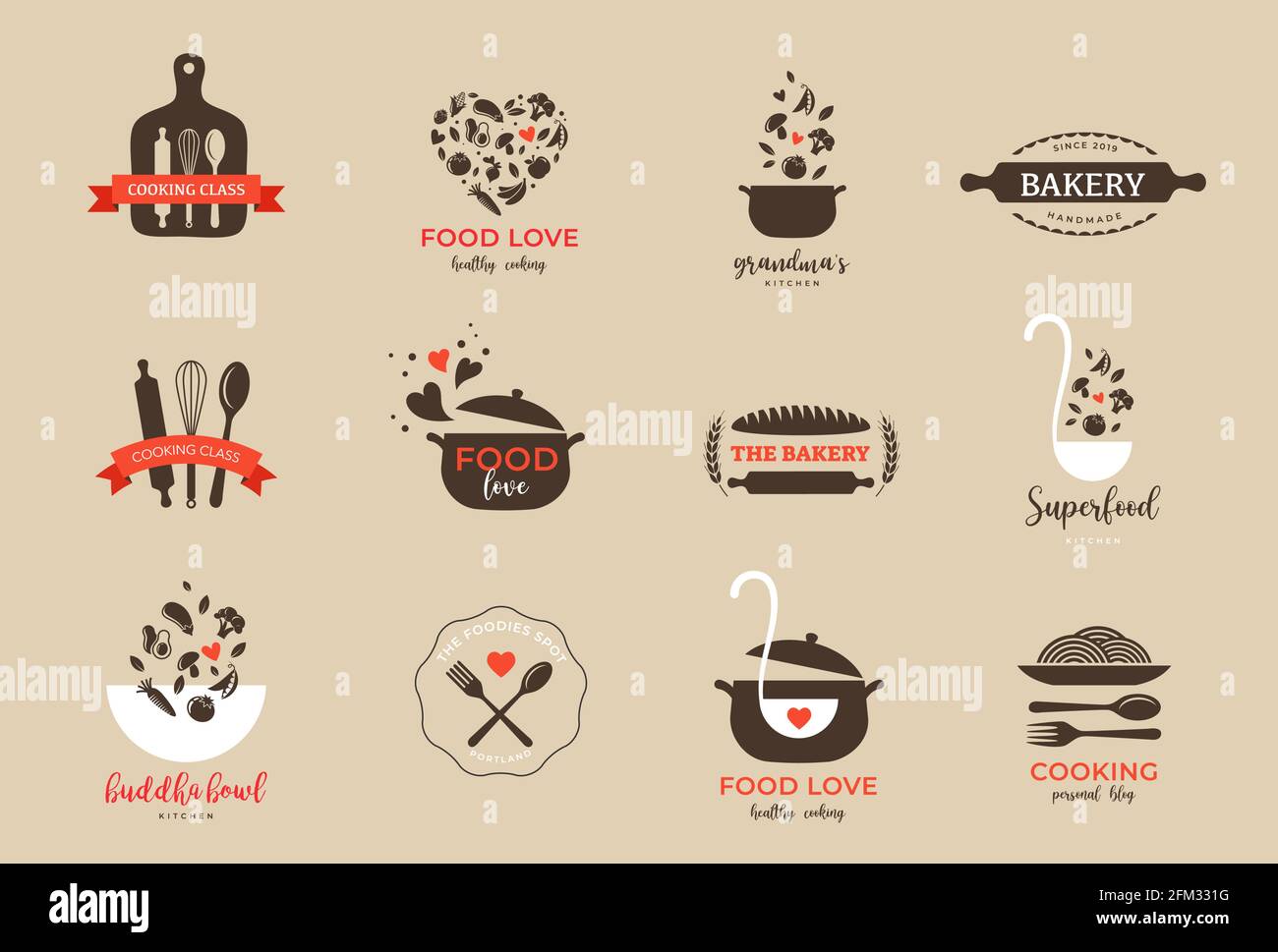 Bakery, pastry shop, food and cooking logo and branding. Healthy, vegan ...