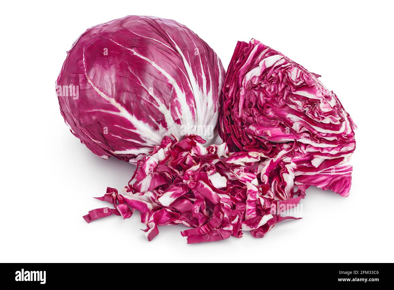 Fresh red radicchio salad isolated on white background with clipping ...