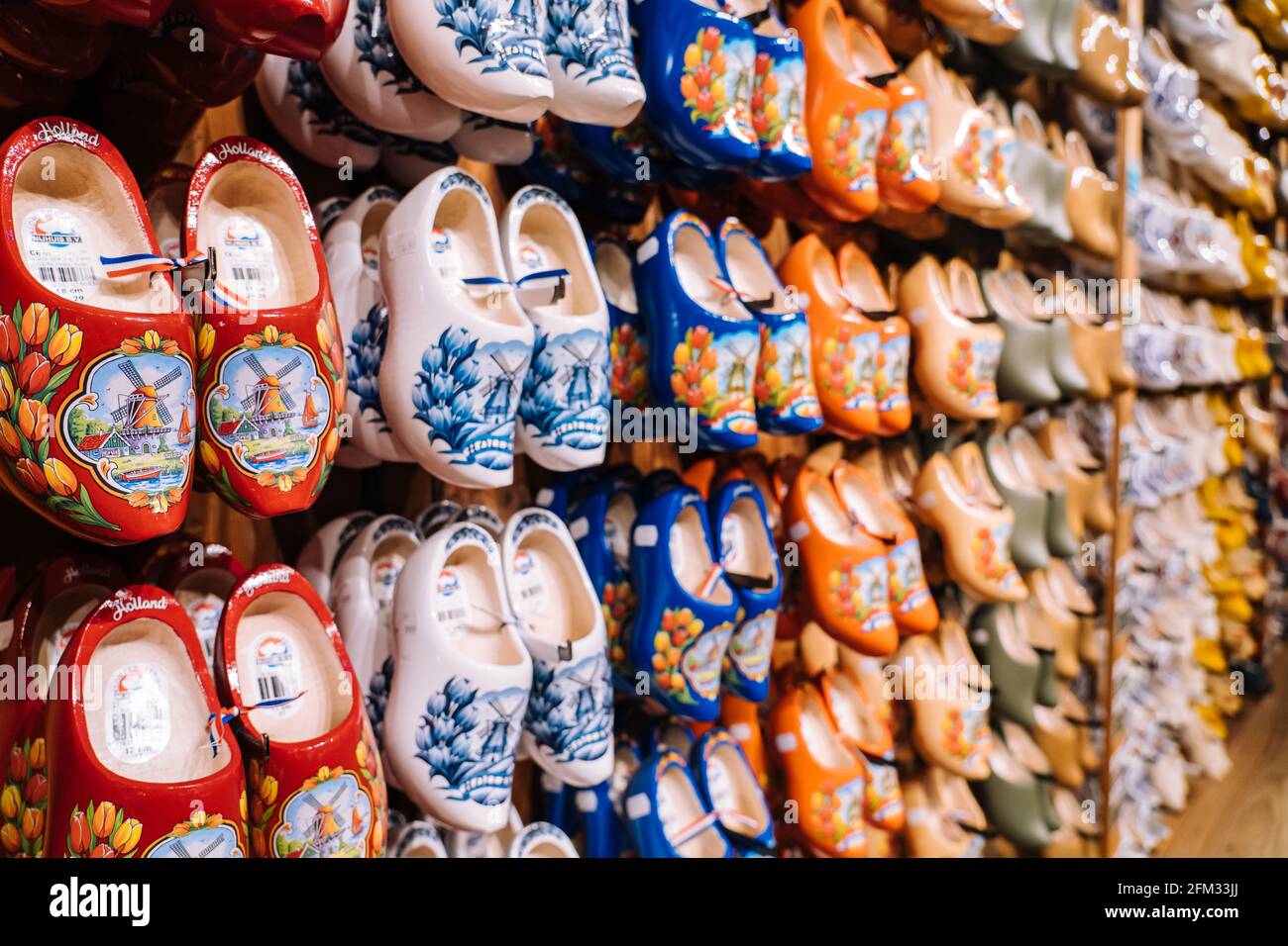 ZAANSE SCHANS, NETHERLANDS. November 2020. Dutch traditional colorful ...