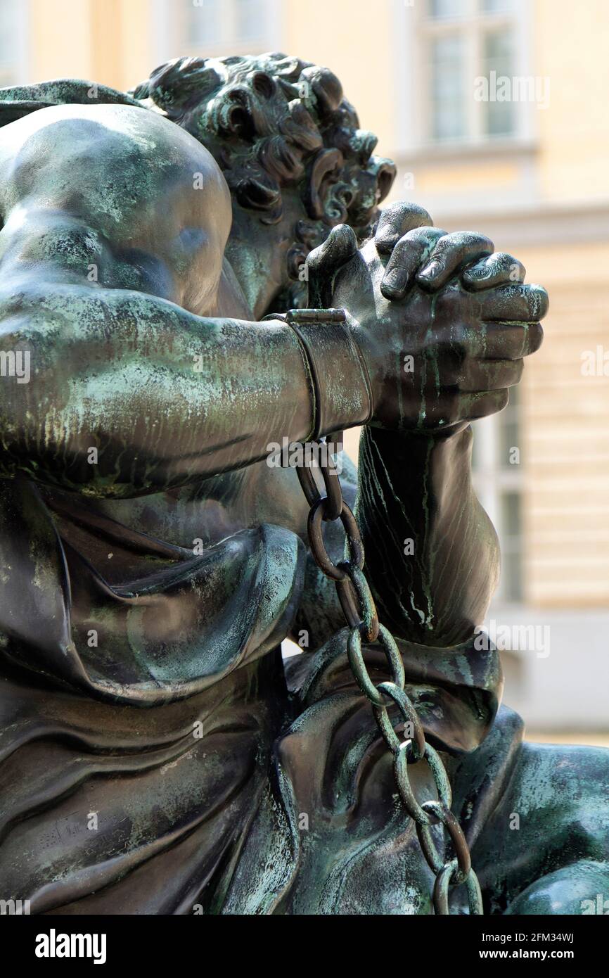 Chained Warrior statue with arms in chains at Charlottenburg Palace ...