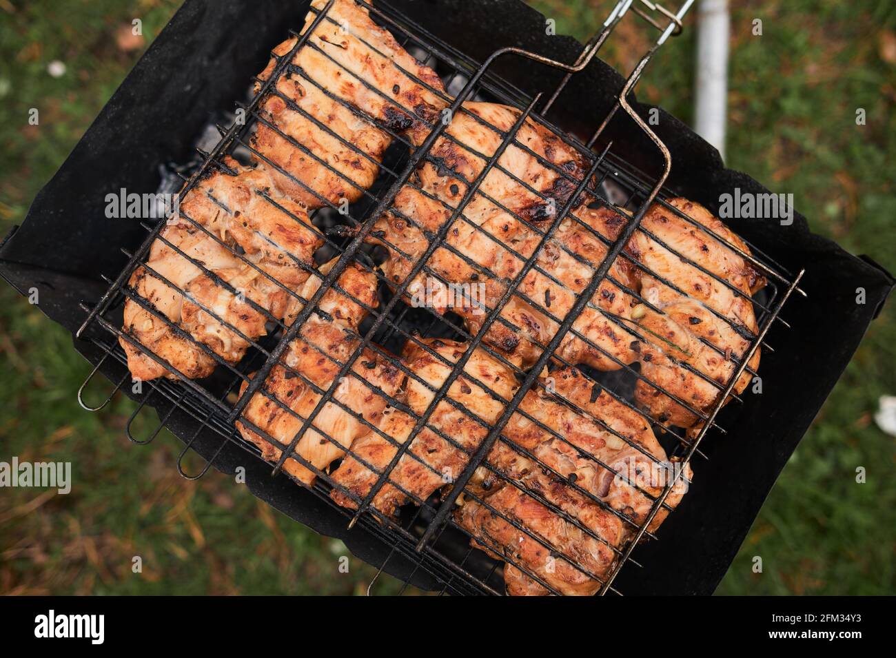 Top view meat steak cooking on grill background Stock Photo - Alamy