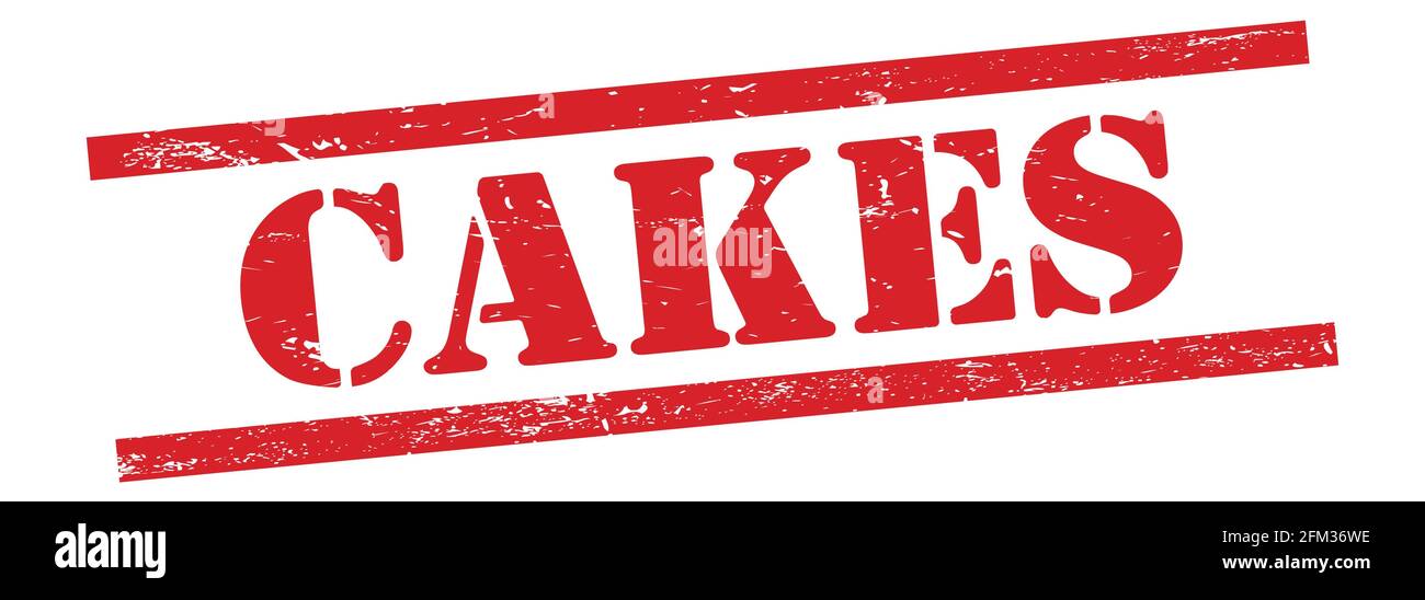 CAKES text on red grungy vintage rubber stamp Stock Photo - Alamy