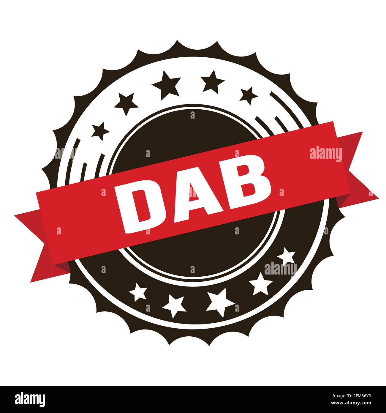 DAB text on red brown ribbon badge stamp Stock Photo - Alamy