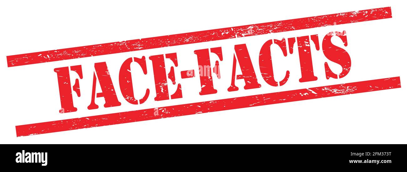 FACE-FACTS text on red grungy rectangle vintage stamp Stock Photo - Alamy