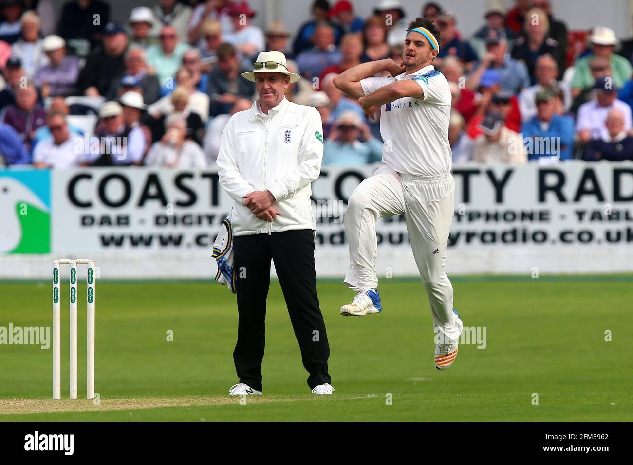 Jack Brooks in bowling action for Yorkshire during Yorkshire CCC vs ...