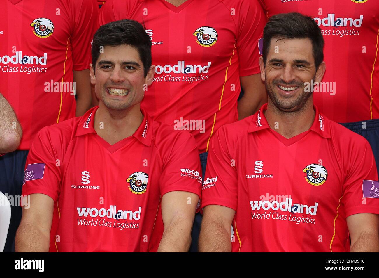 Alastair Cook (L) and Ryan ten Doeschate smile during the Essex CCC ...