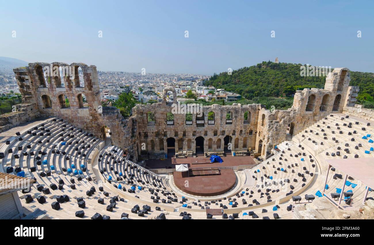 Ancient Odeon of Herodes Atticus Roman theater under the ruins of ...