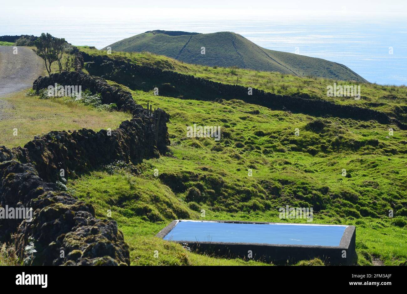 Fields in the foothills of Pico volcano, Azores archipelago Stock Photo ...