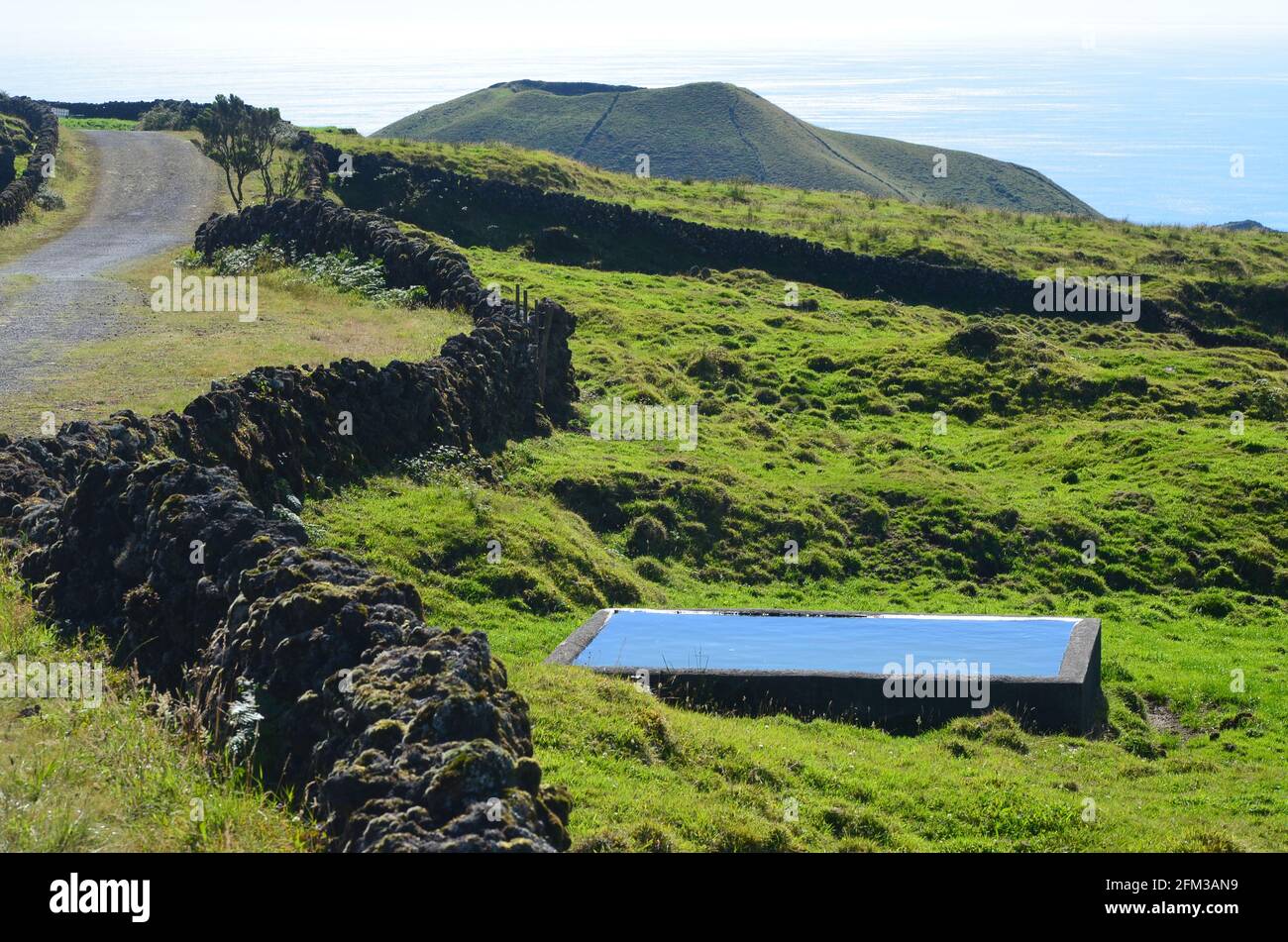Fields in the foothills of Pico volcano, Azores archipelago Stock Photo ...