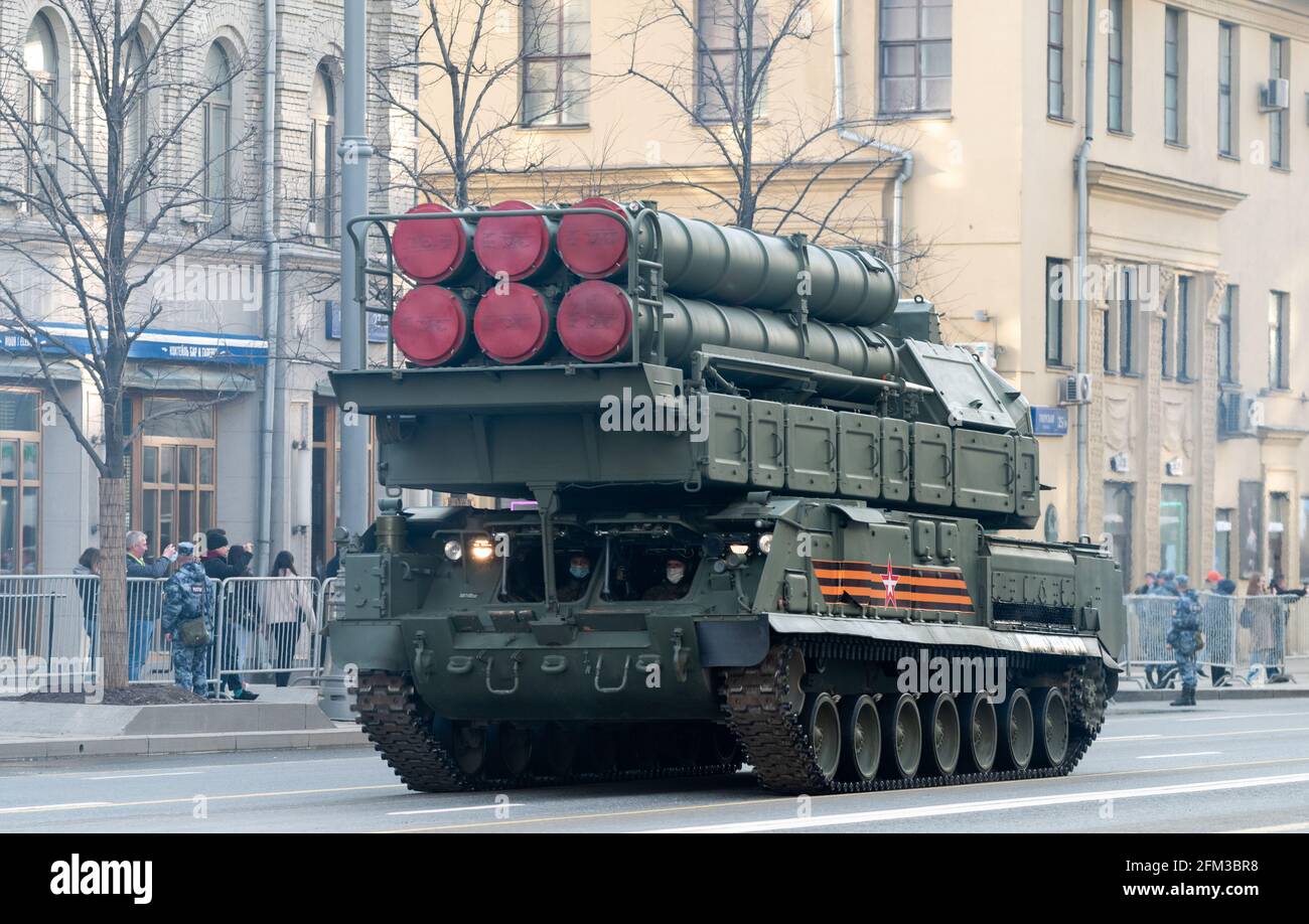 April 30, 2021 Moscow, Russia. Russian military air defense system Buk ...