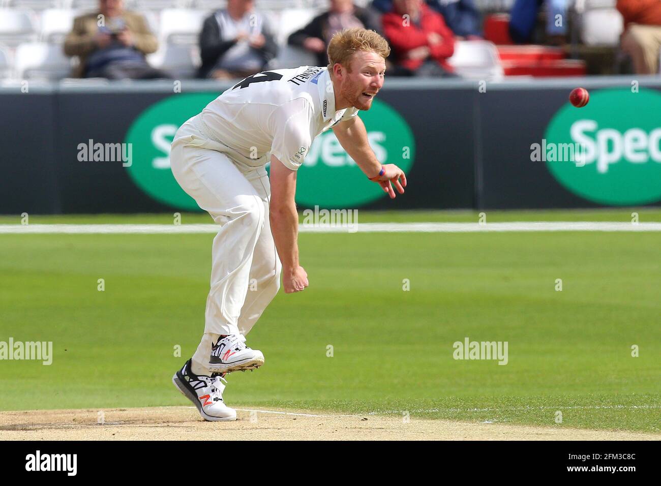 Liam Norwell in bowling action for Gloucestershire during Essex CCC vs Gloucestershire CCC ...