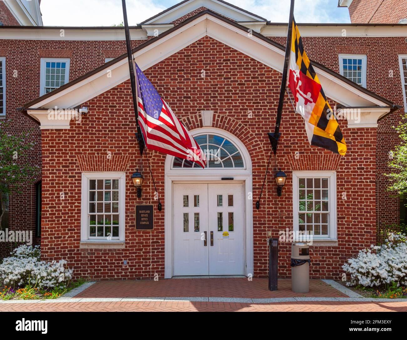 Close up isolated image of the entrance of Maryland State Senate Office ...