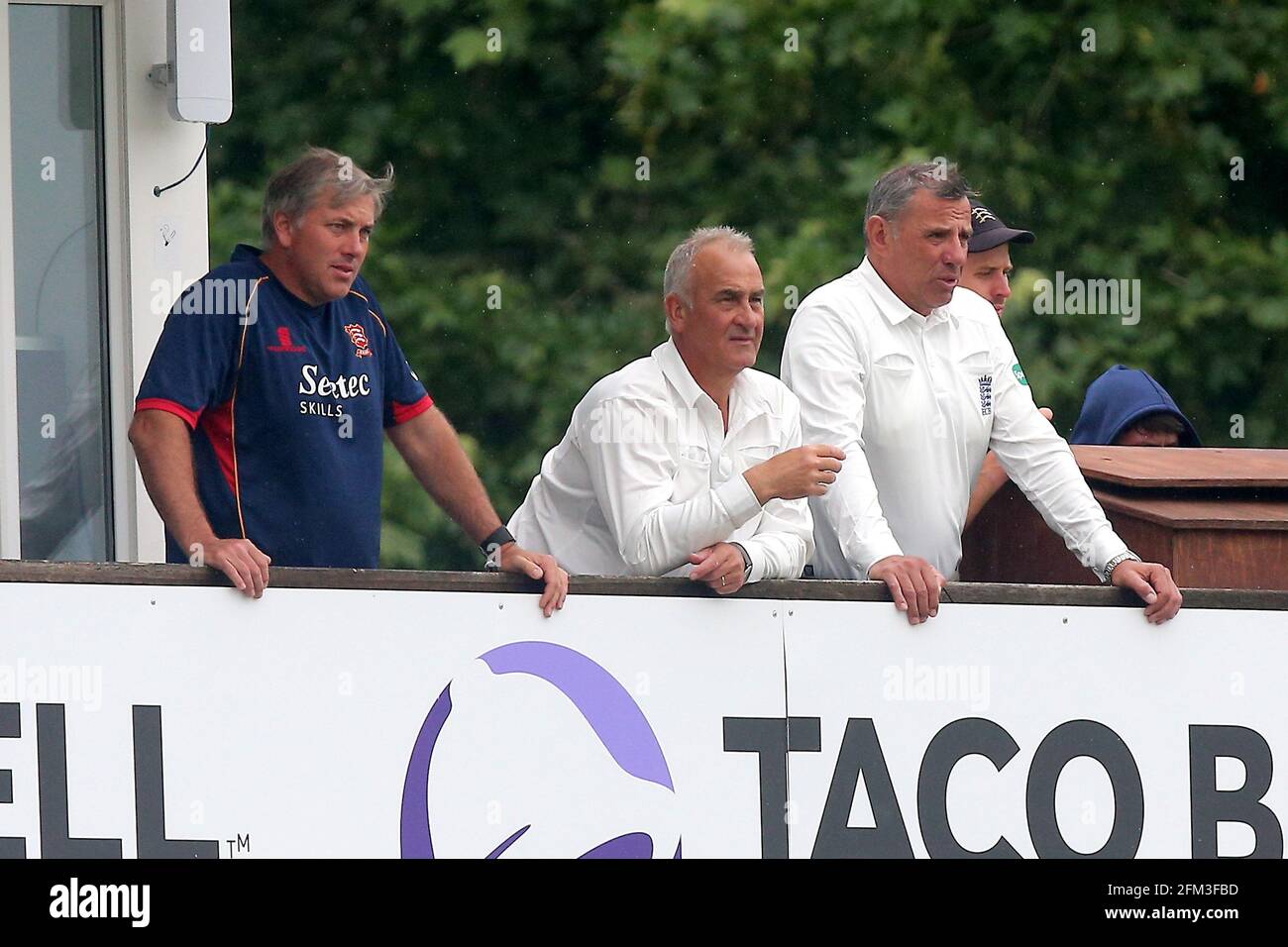 Essex head coach Chris Silverwood (L) and umpires Peter Hartley and ...