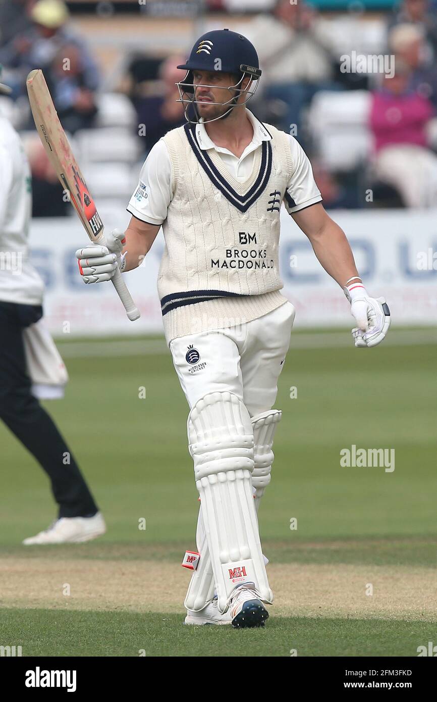Nick Compton of Middlesex celebrates scoring a half-century, 50 runs ...
